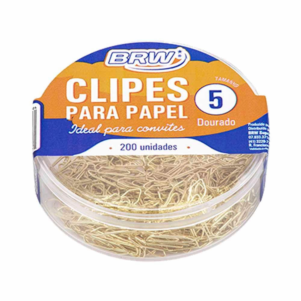 Clips N.5 Latonado Dourado CL0501 Brw - 200UN - Atacado São Paulo :: Atacado de Papelaria
