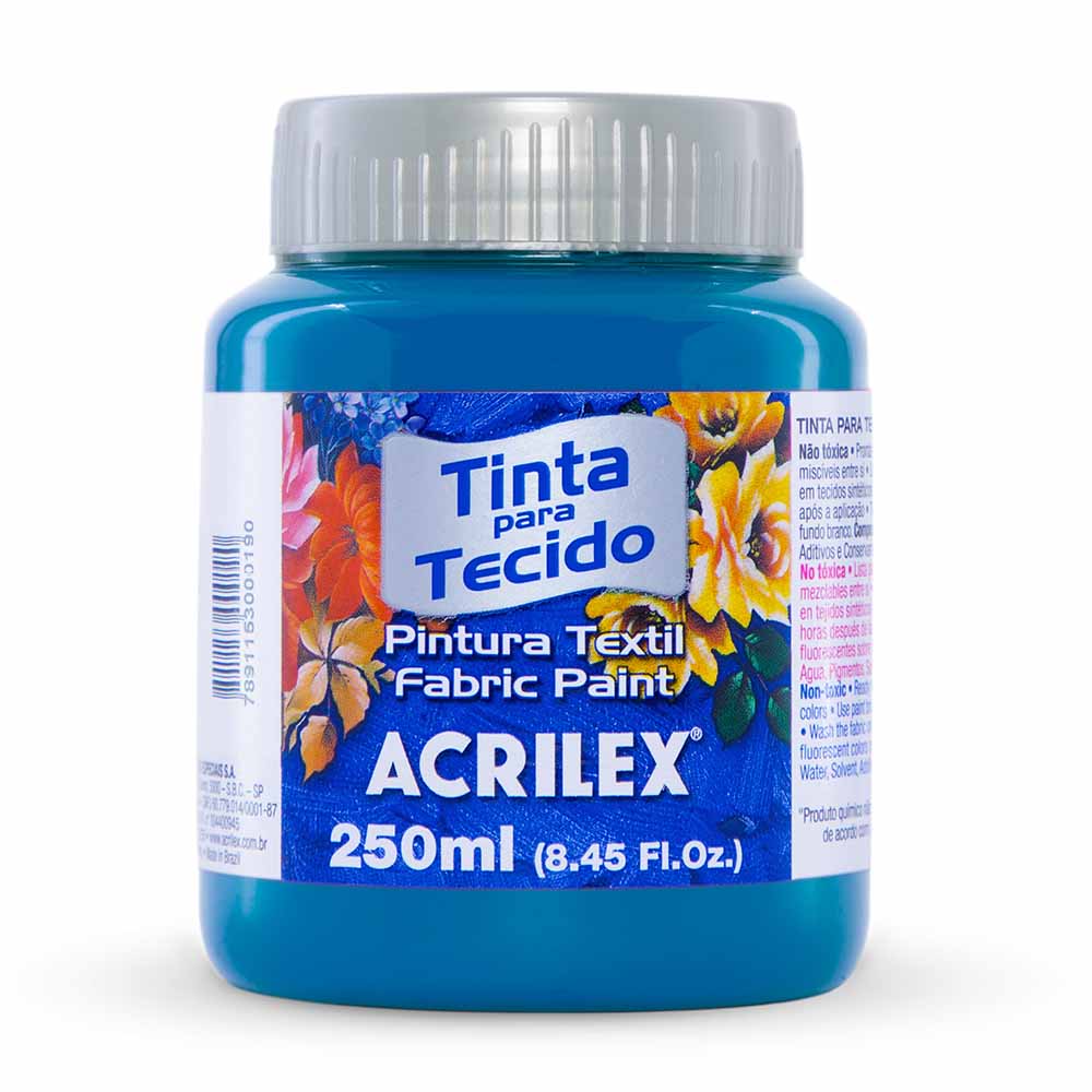 Tinta para Tecido Fosca 250ml Azul Turquesa 501 Acrilex - UN - Atacado ...