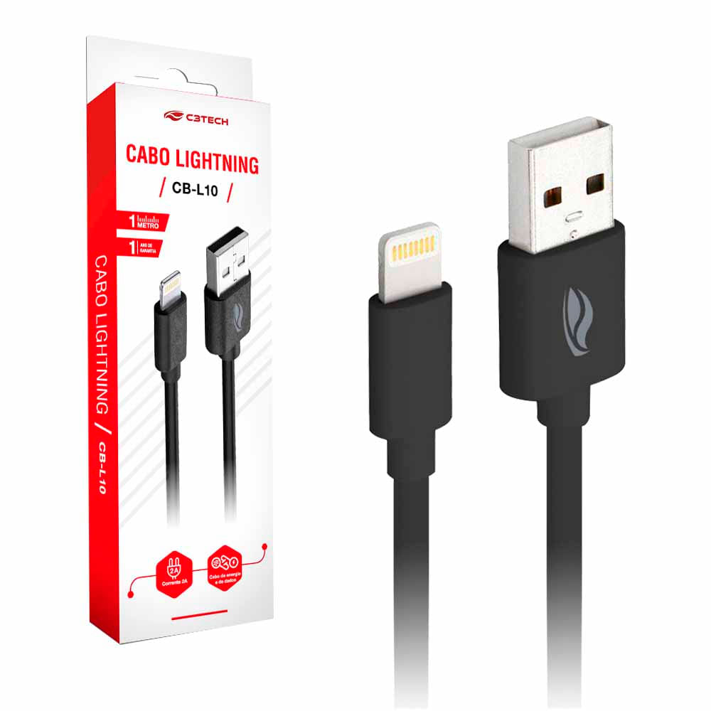 Cabo USB X Iphone 2A 1M Preto C3 Tech C3 tech - UN - Atacado São Paulo ...