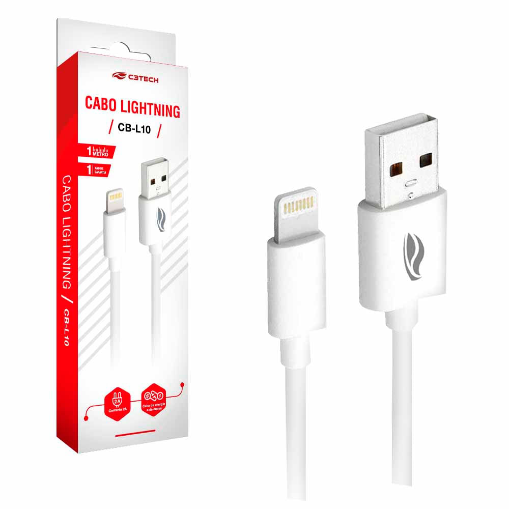 Cabo USB X Iphone 2A 1M Branco C3 Tech C3 tech - UN - Atacado São Paulo ...