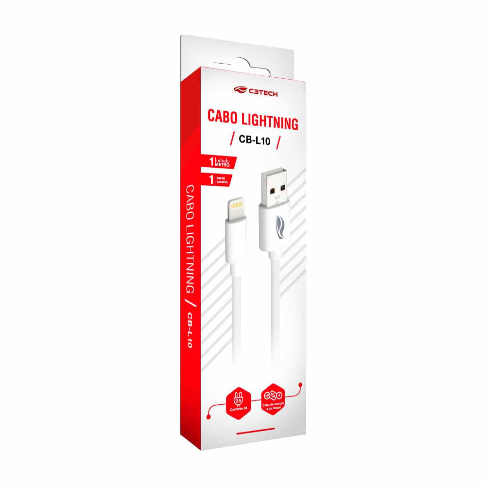 Cabo USB X Iphone 2A 1M Branco C3 Tech C3 tech - UN - Atacado São Paulo ...