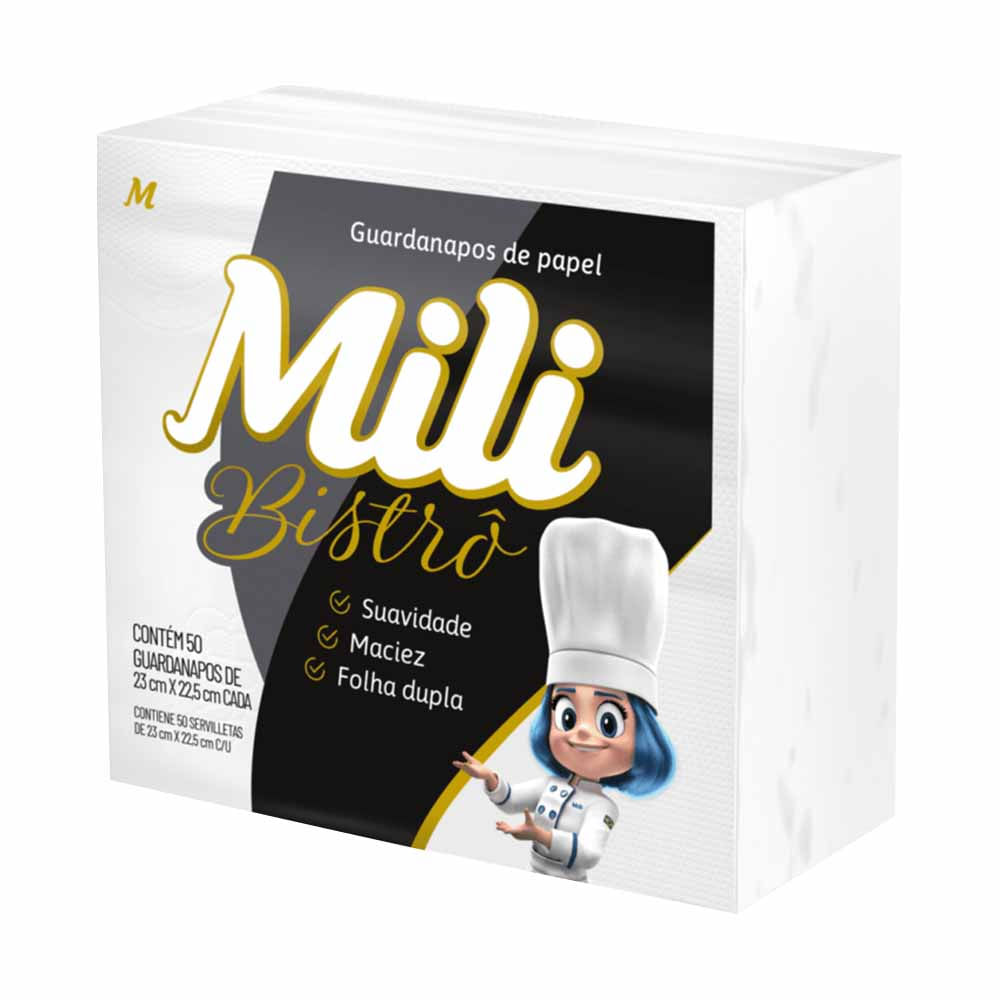 Guardanapo 23x22,5cm Folha Dupla Bistro 1313 Mili - 50UN - Atacado São ...